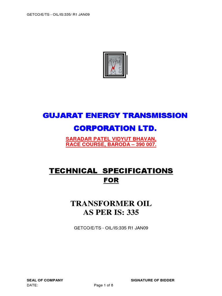 Transformer Oil Specifications IS:335 | PDF | Oil Refinery | Petroleum