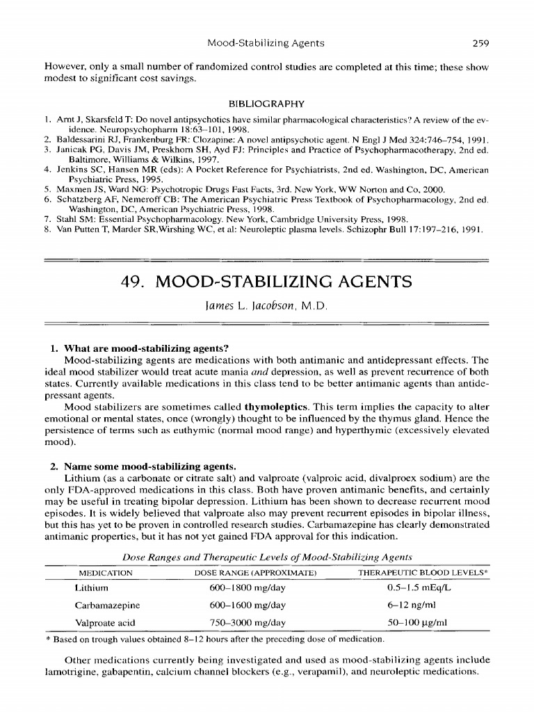 Mood-Stabilizing Agents | PDF | Bipolar Disorder | Mania
