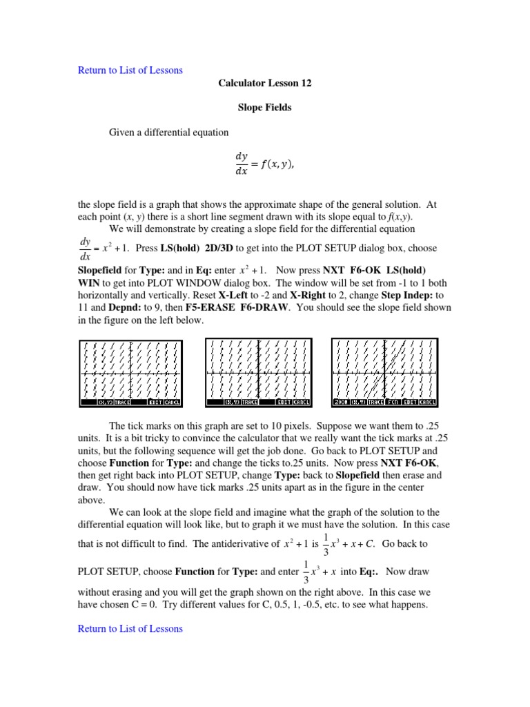Creating Slope Fields on TI-84 | PDF | Teaching Methods & Materials