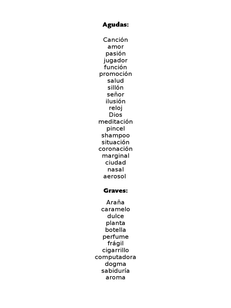 Agudas, Graves, Esdrujulas | PDF | Poesía
