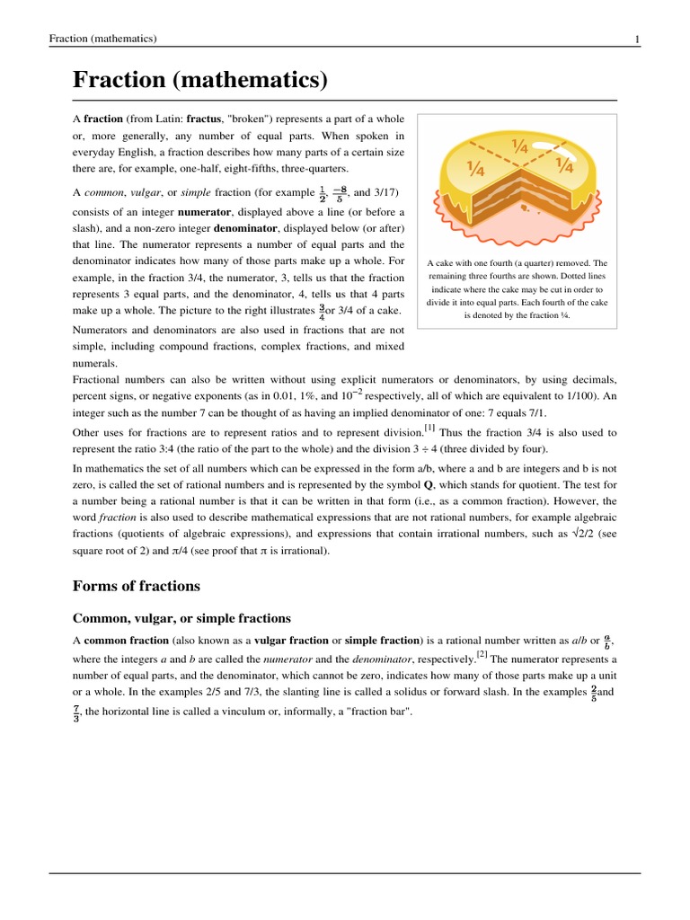 Fraction (Mathematics) | PDF | Fraction (Mathematics) | Rational Number