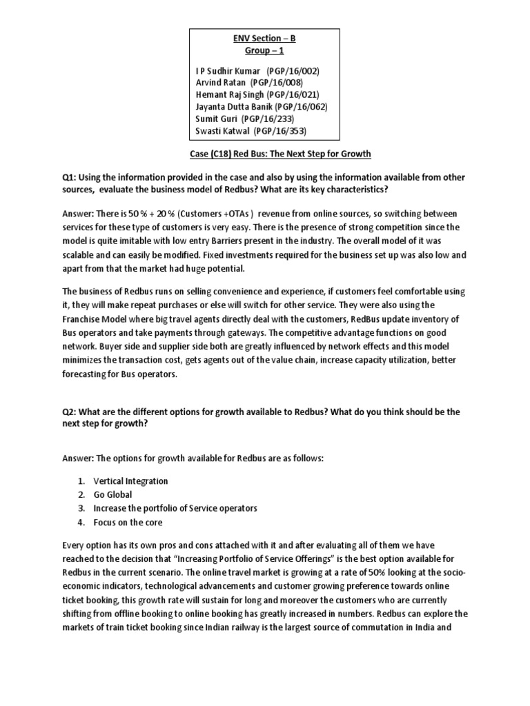 Group 1 Red Bus Question 1 | Download Free PDF | Online And Offline ...