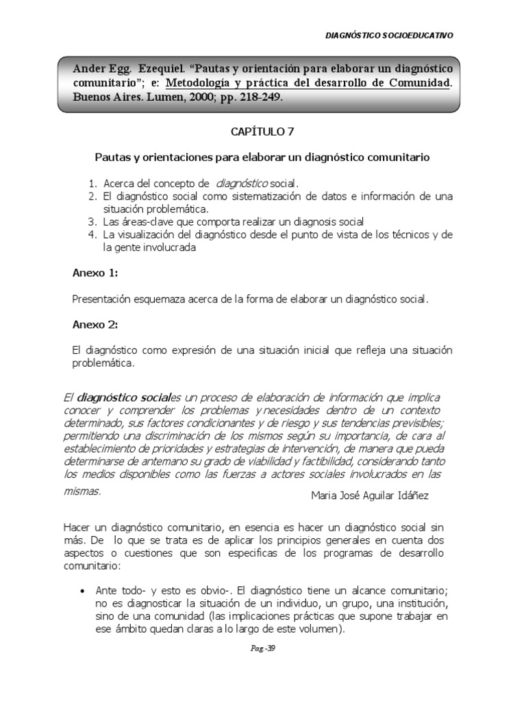 DX Comunitario Ezequiel | PDF | Diagnostico medico | Conocimiento