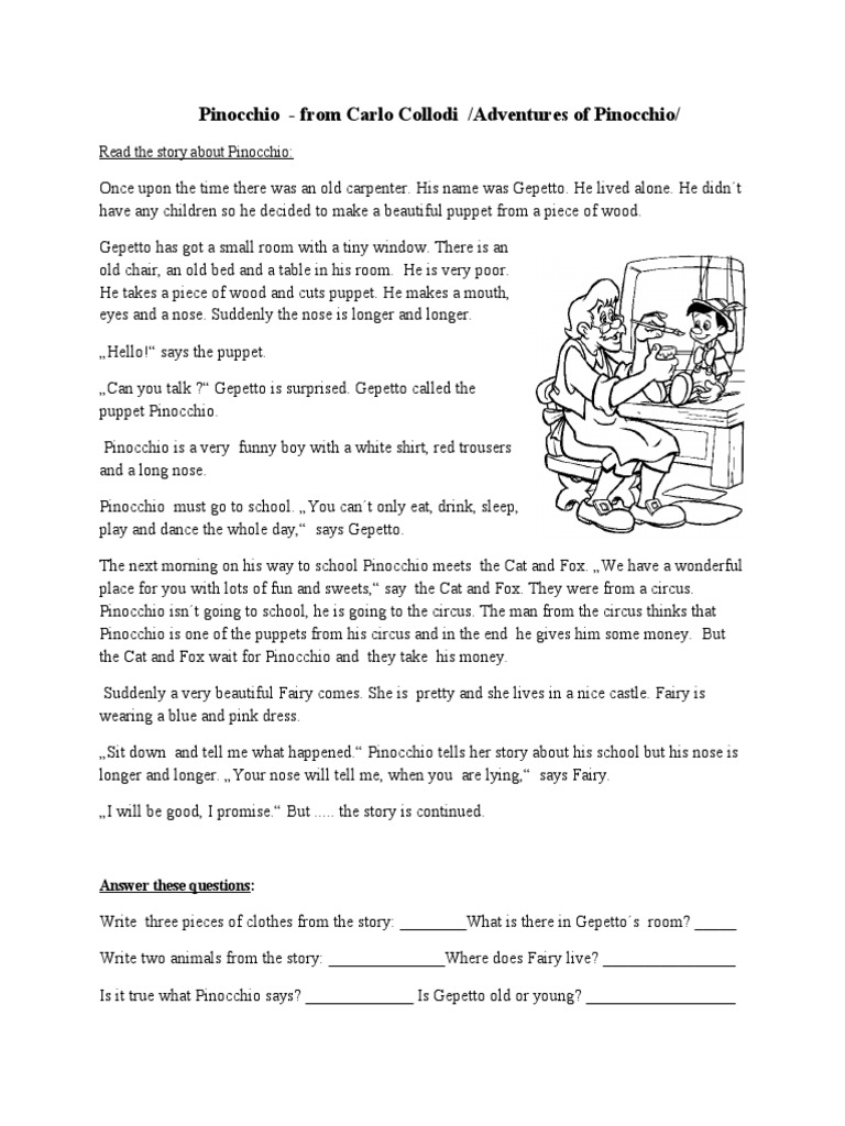 Pinocchio Story N Question | PDF | Pinocchio