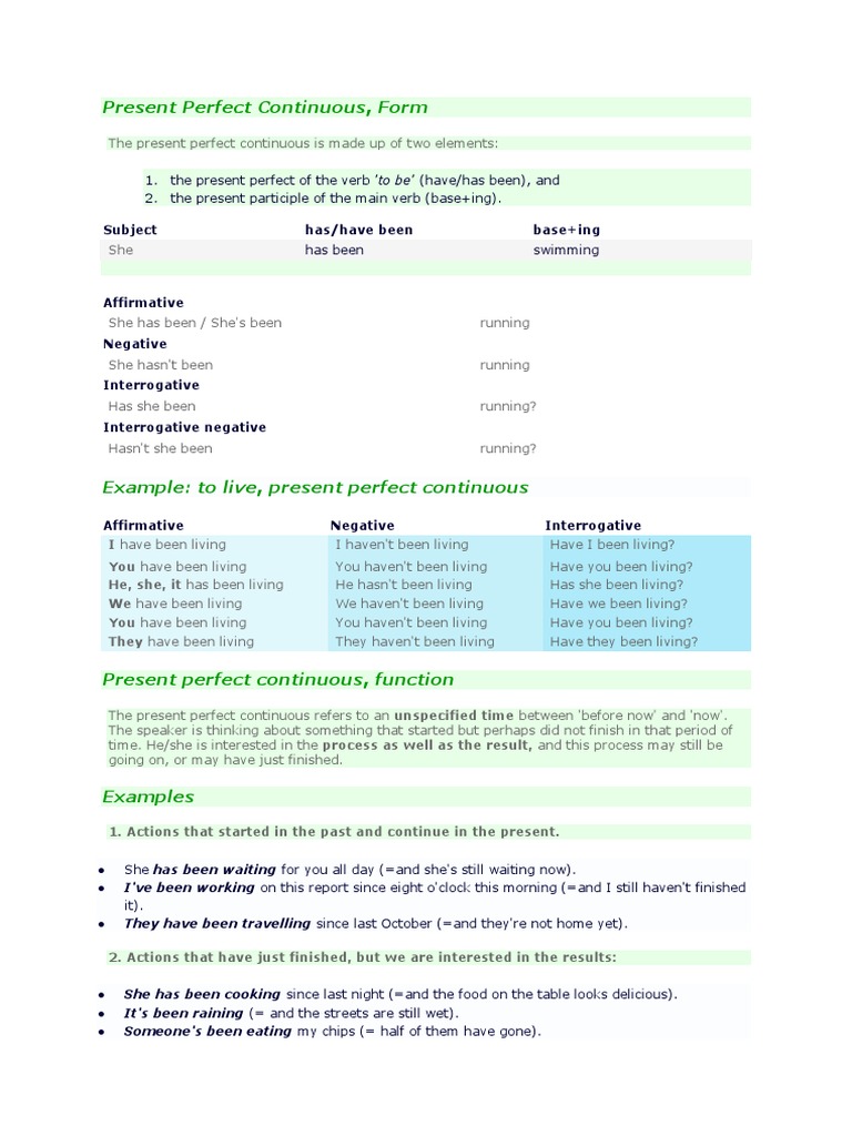 Present Perfect Continuous | PDF | Linguistics | Grammar