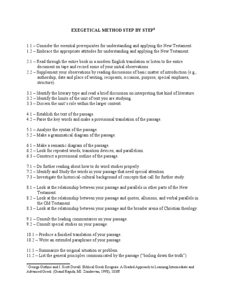 New Testament Exegetical Method Step by Step | PDF | Exegesis ...
