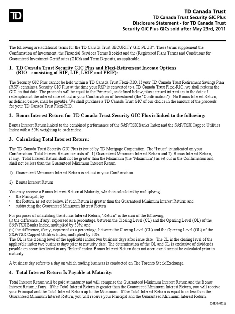 TD GIC Plus | PDF | Bonds (Finance) | Interest