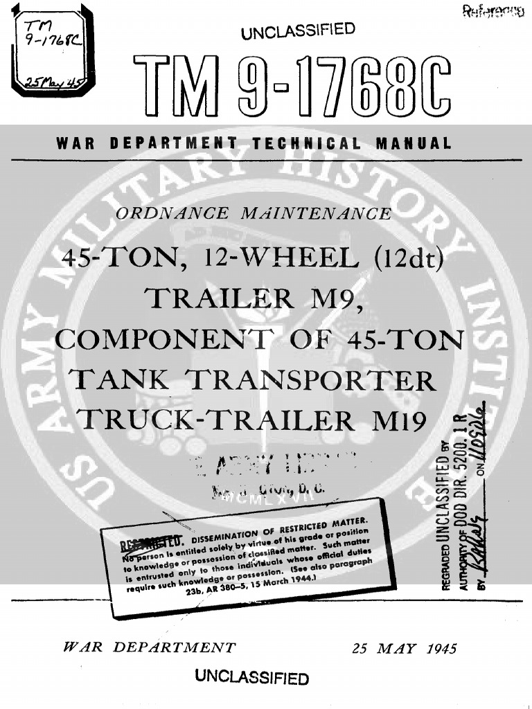 TM 9-1768C 45-Ton, 12-Wheel Trailer M9, Etc 1945 | Download Free PDF ...