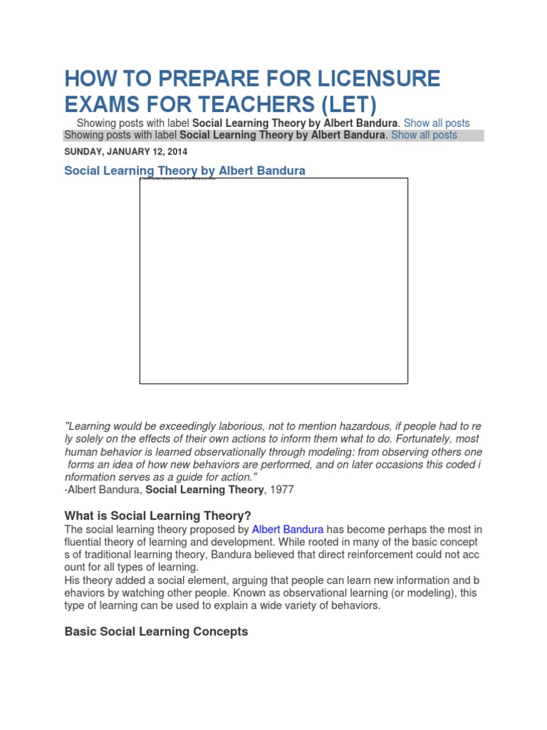 Understanding Bandura's Social Learning Theory | PDF | Behaviorism ...