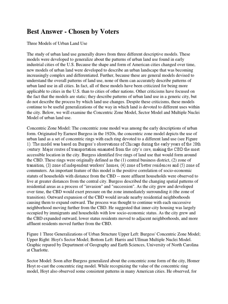 Urban Models Burgess Concentric Zone, Hoyt Sector Model, Harris and ...