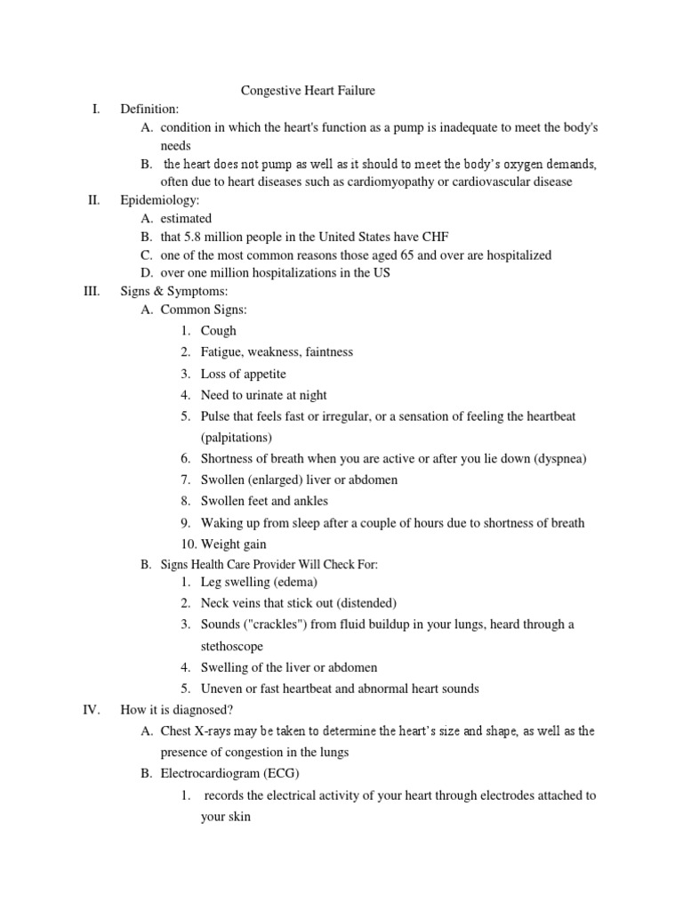 Congestive Heart Failure Outline | Download Free PDF | Heart Failure ...