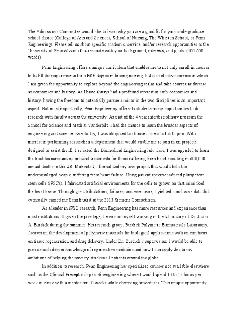 UPenn Class of 2018 Essay | PDF | University Of Pennsylvania ...
