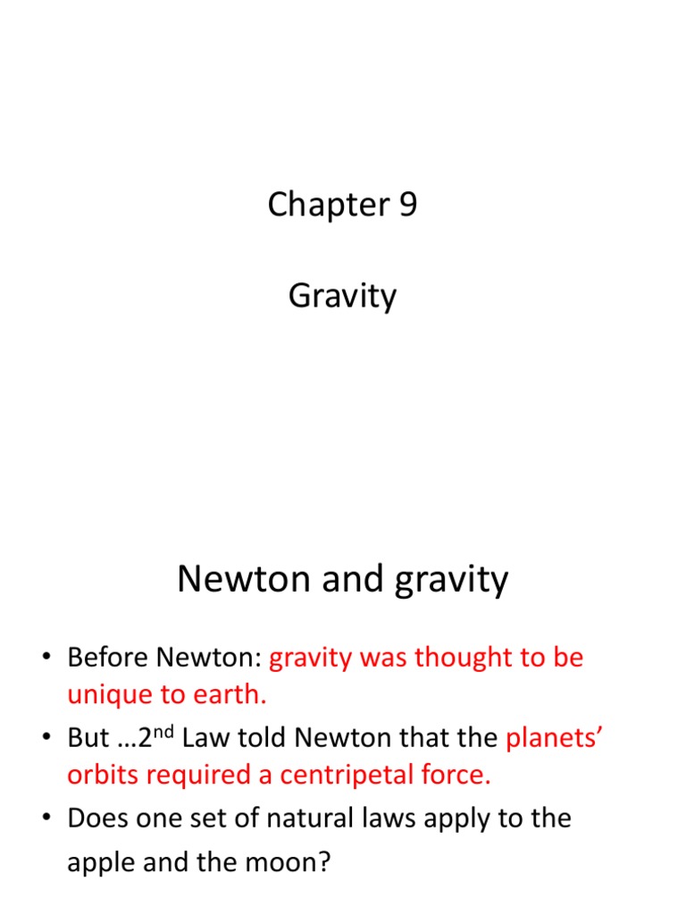 Physics 101 Chapter 9 Gravity | PDF | Newton's Law Of Universal Gravitation | Force