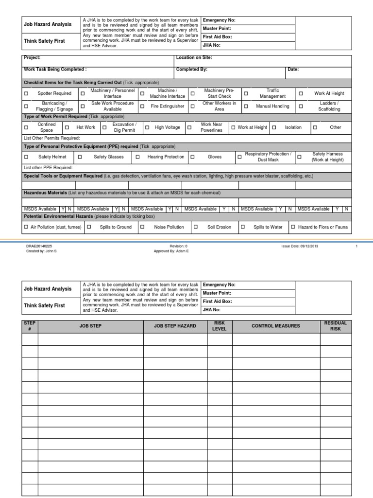 JHA Template | PDF | Personal Protective Equipment | Prevention
