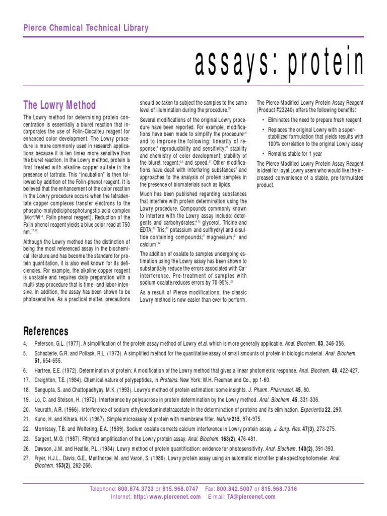 The Lowry Method | PDF | Chemical Compounds | Chemistry