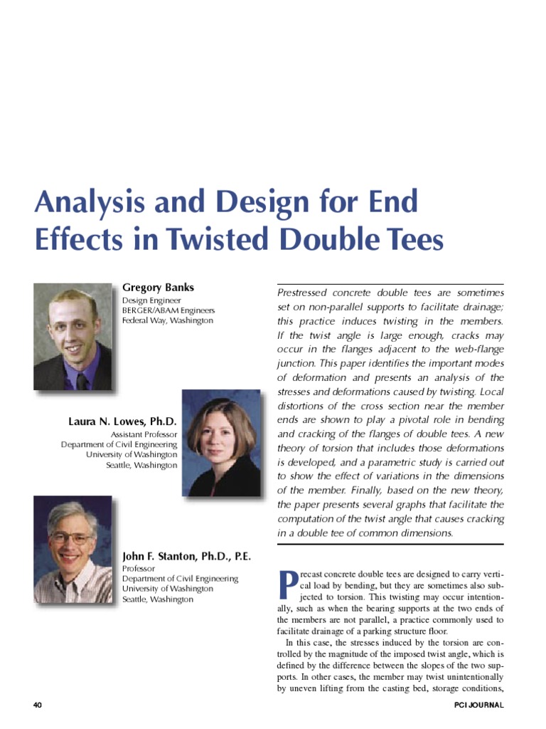 Analysis and Design For End Effects in Twisted Double Tees | PDF ...