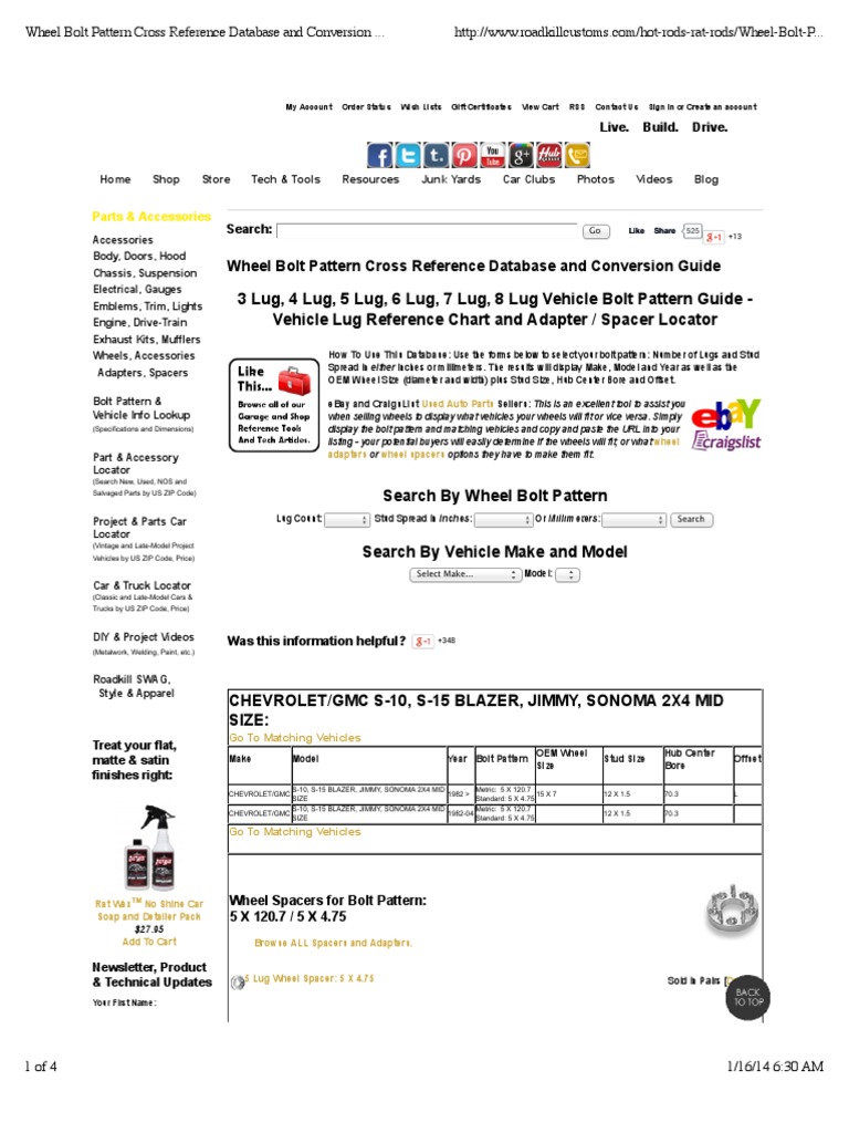 Wheel Bolt Pattern Cross Reference Database and Conversion Guide ...