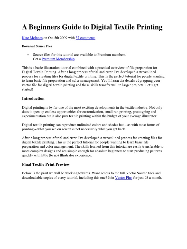 Digital Textile Printing Basics Guide | PDF | Portable Document Format ...