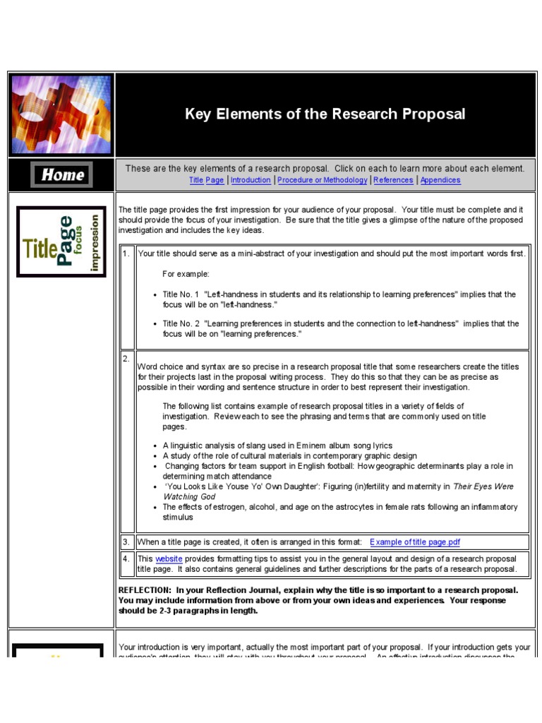 Key Elements of a Research Proposal | PDF | Qualitative Research ...