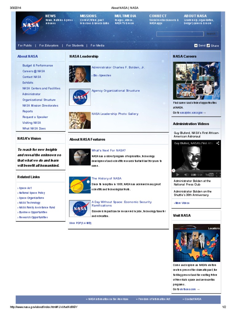 About NASA: NASA Leadership NASA Careers | PDF | Nasa | Spaceflight