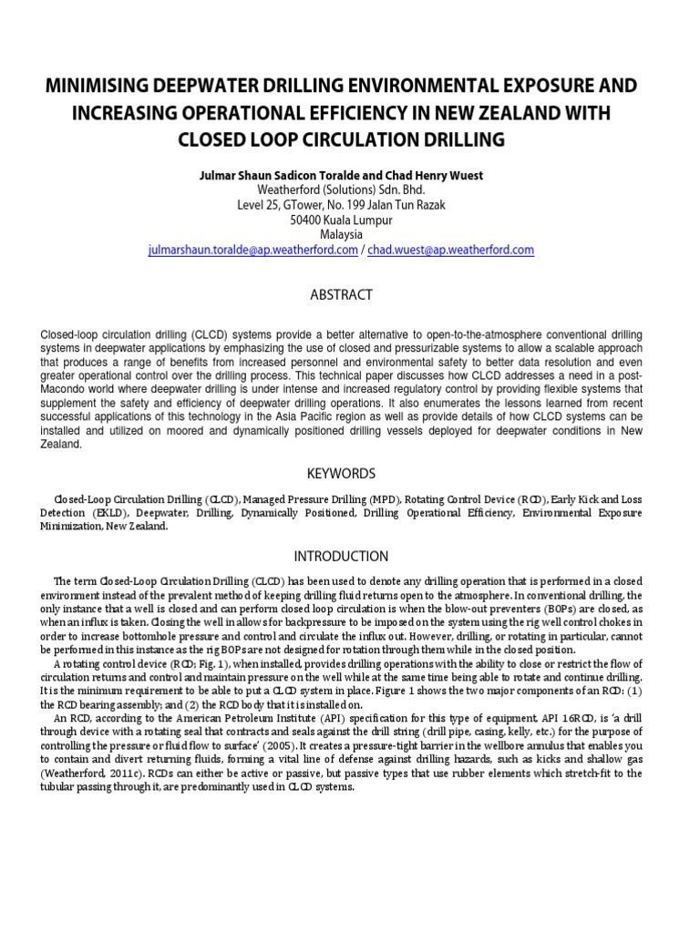 Closed Loop Circulation System For MPD | PDF | Drilling Rig | Subsea ...