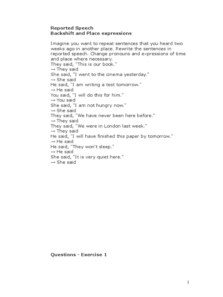 Reported Speech Backshift and Place Expressions | PDF | Languages