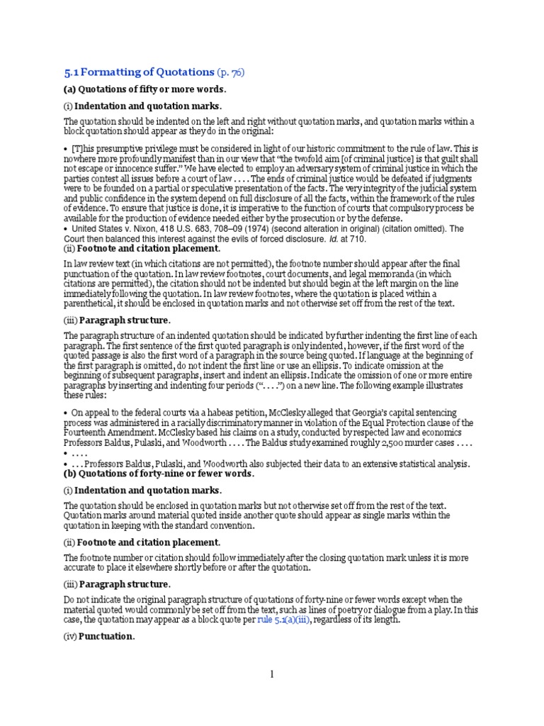 Block Quote Formatting in Legal Writing | PDF | Bracket | Sic