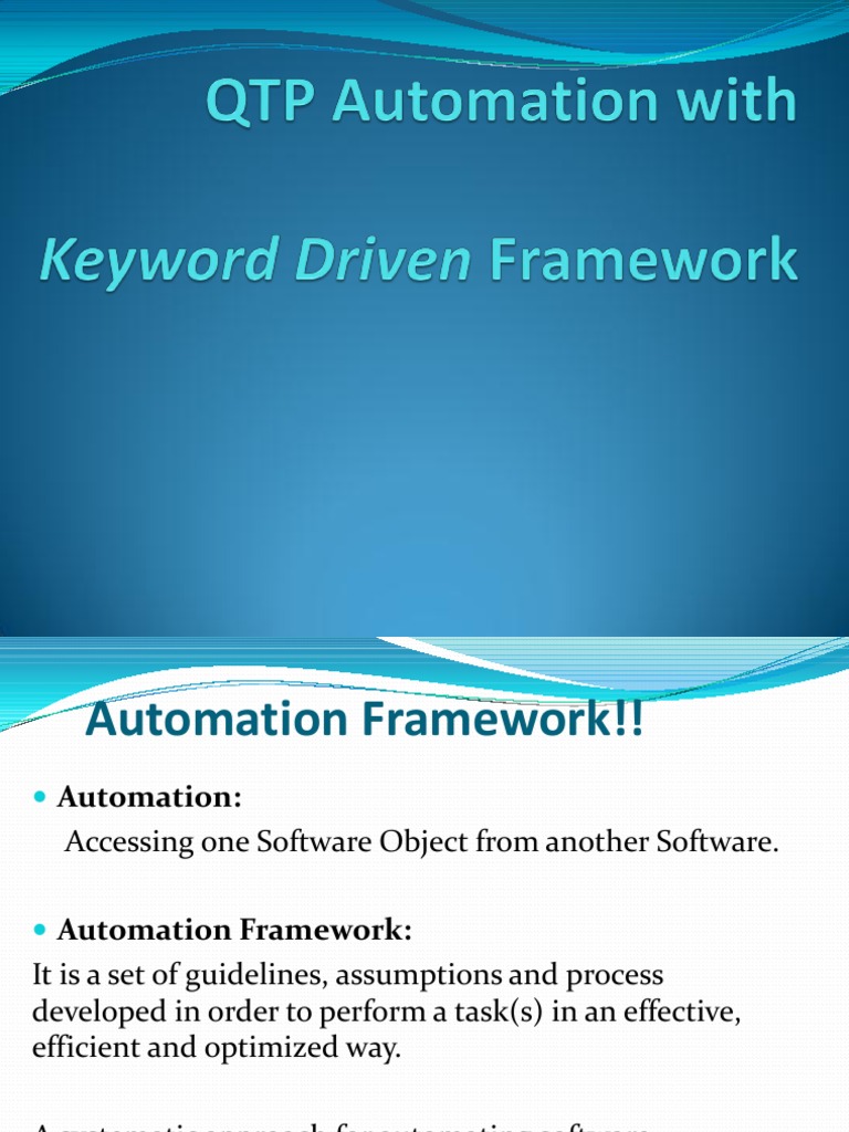 QTP Presentation | PDF | Microsoft Excel | Software Framework