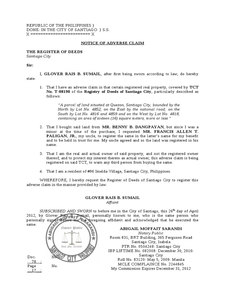 Adverse Claim | PDF