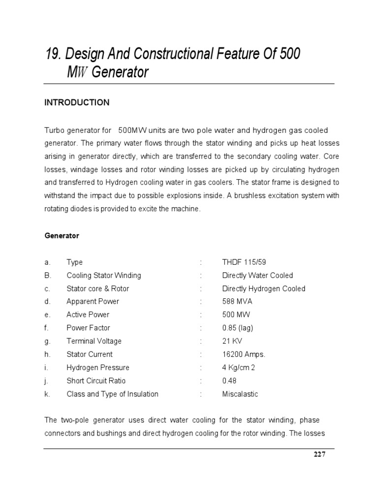 500 MW Generator | PDF | Insulator (Electricity) | Bearing (Mechanical)