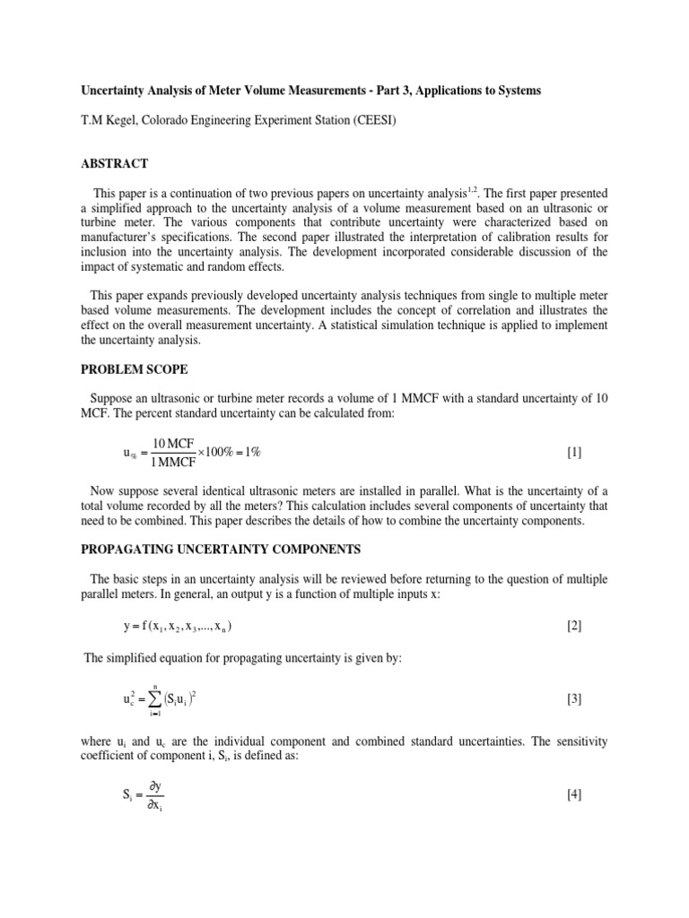 Uncertainty Analysis Of Meter Volume Measurements Part 3
