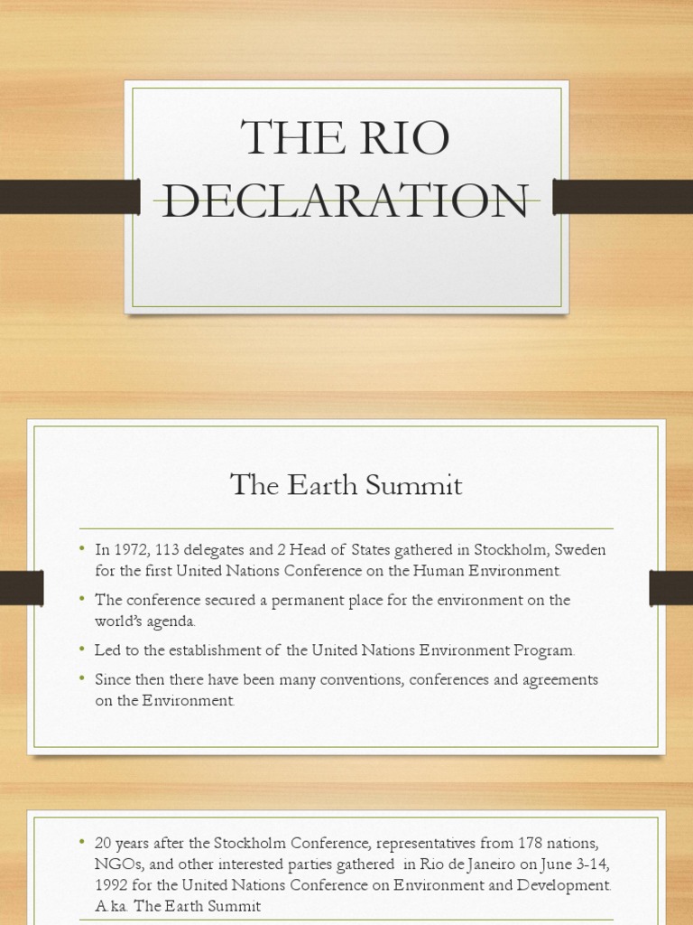The Rio Declaration Report For Environmental Law | PDF | Sustainability | Sustainable Development