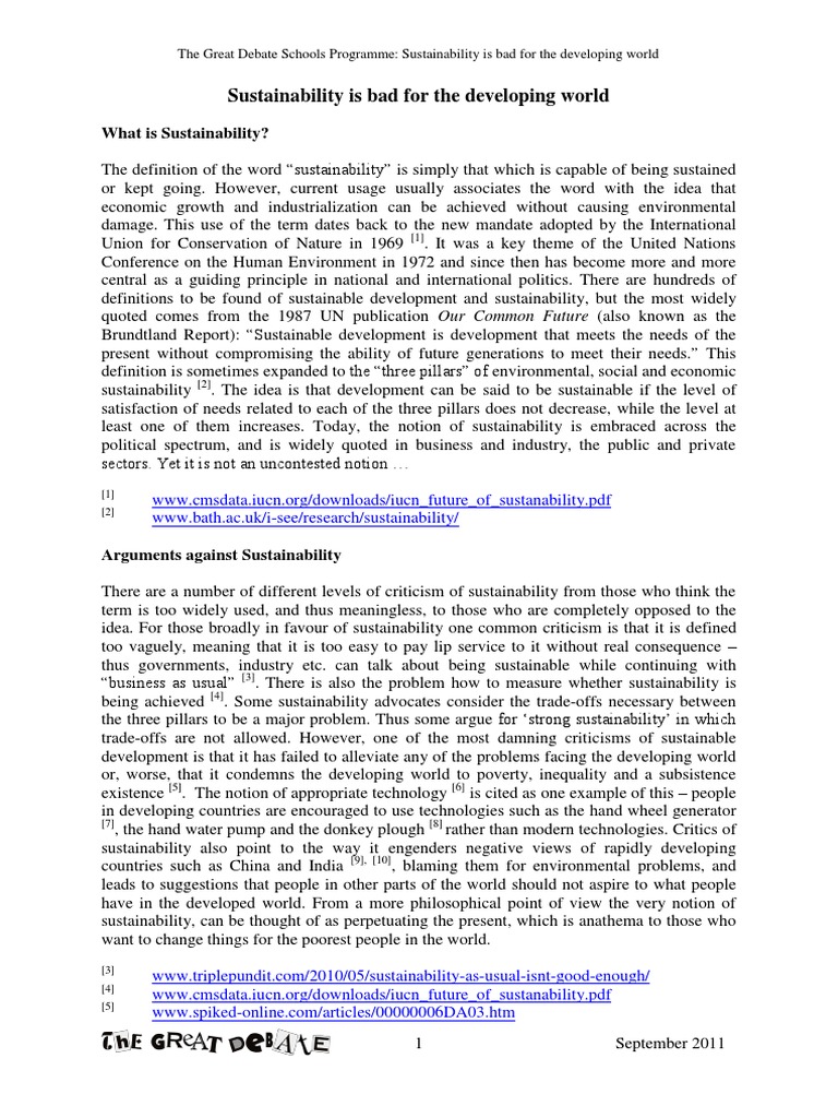 Sustainability is Bad for Developing Nations | PDF | Sustainability ...