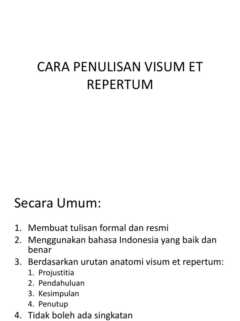 Cara Penulisan Visum Et Repertum | PDF