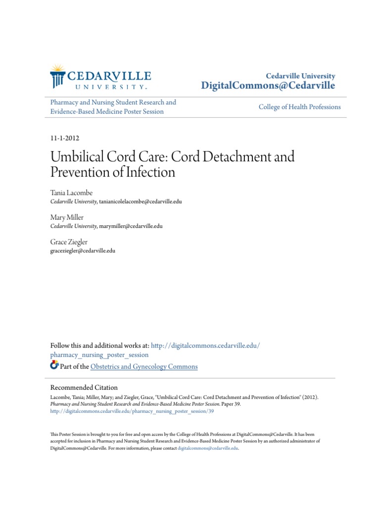 Umbilical Cord Care - Cord Detachment and Prevention of Infection | PDF ...