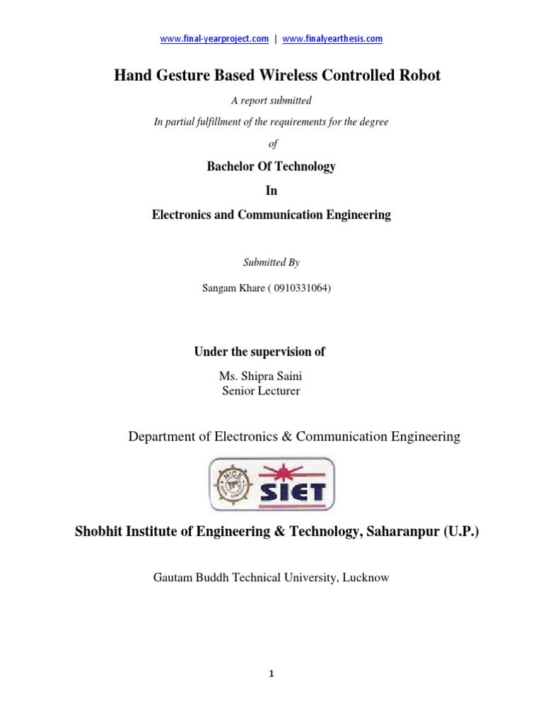 Fyp Handgesture Wireless Robot | PDF | Embedded System | Accelerometer