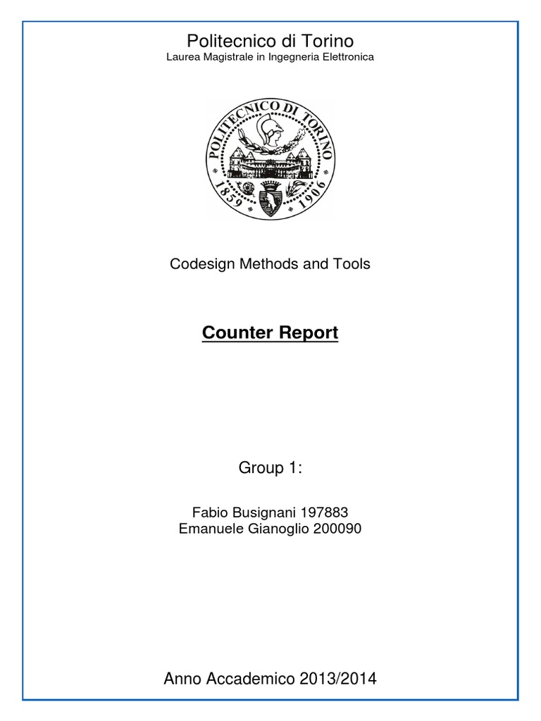 Politecnico Di Torino: Counter Report | Download Free PDF | Areas Of ...