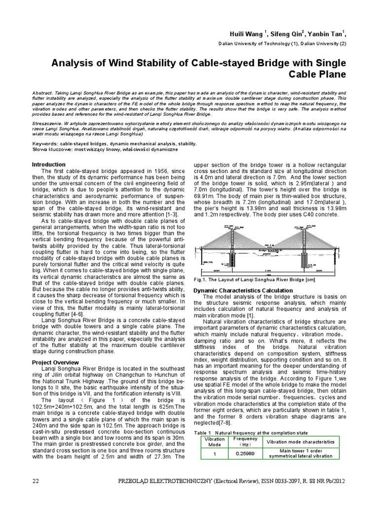 Analysis of Wind Stability of Cable-Stayed Bridge With Single Cable ...