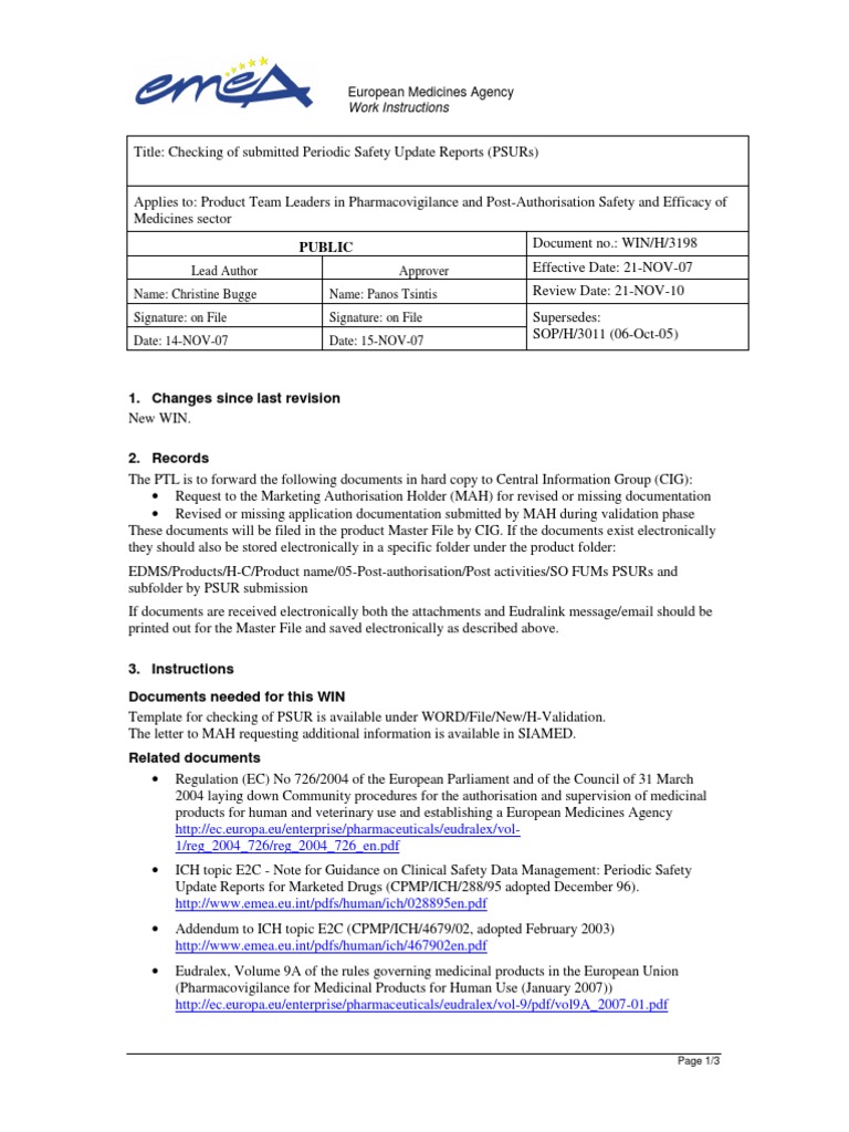 Checking of Submitted Periodic Safety Update Reports | PDF ...