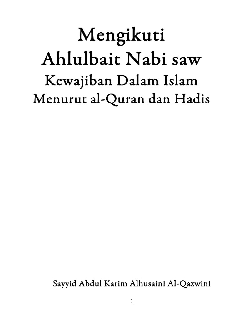 Ahlul Bait As Dalam Al Quran Dan Hadis | PDF | Agama & Spiritualitas