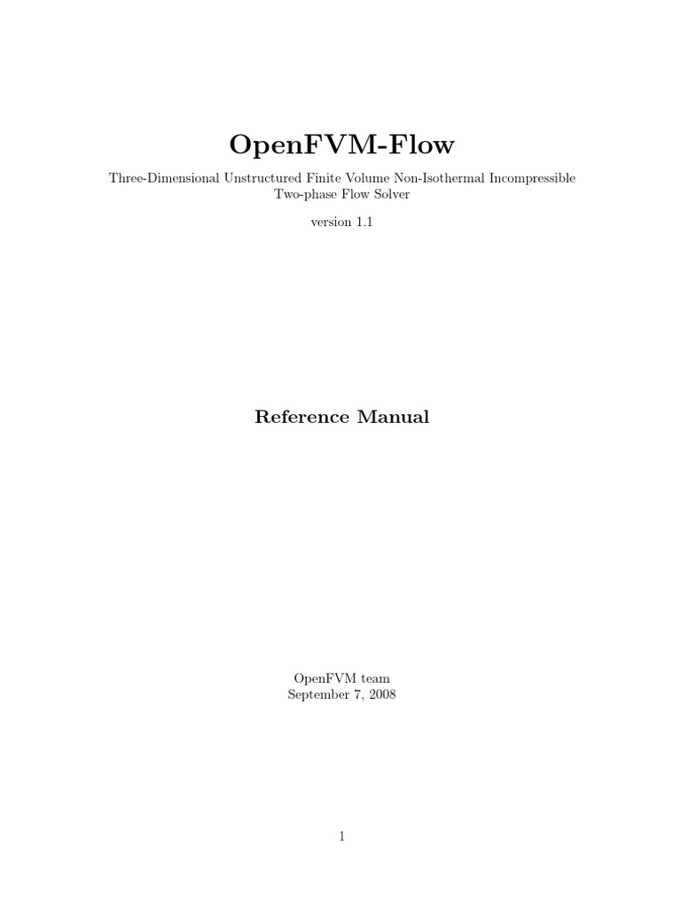 Openfvm-Flow: Reference Manual | PDF | Viscosity | Momentum