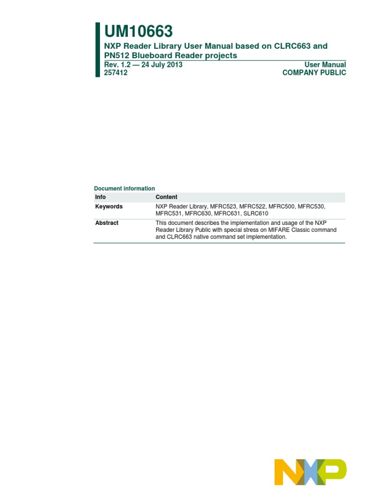 NXP Reader Library User Manual Based On CLRC663 and PN512 Blueboard ...