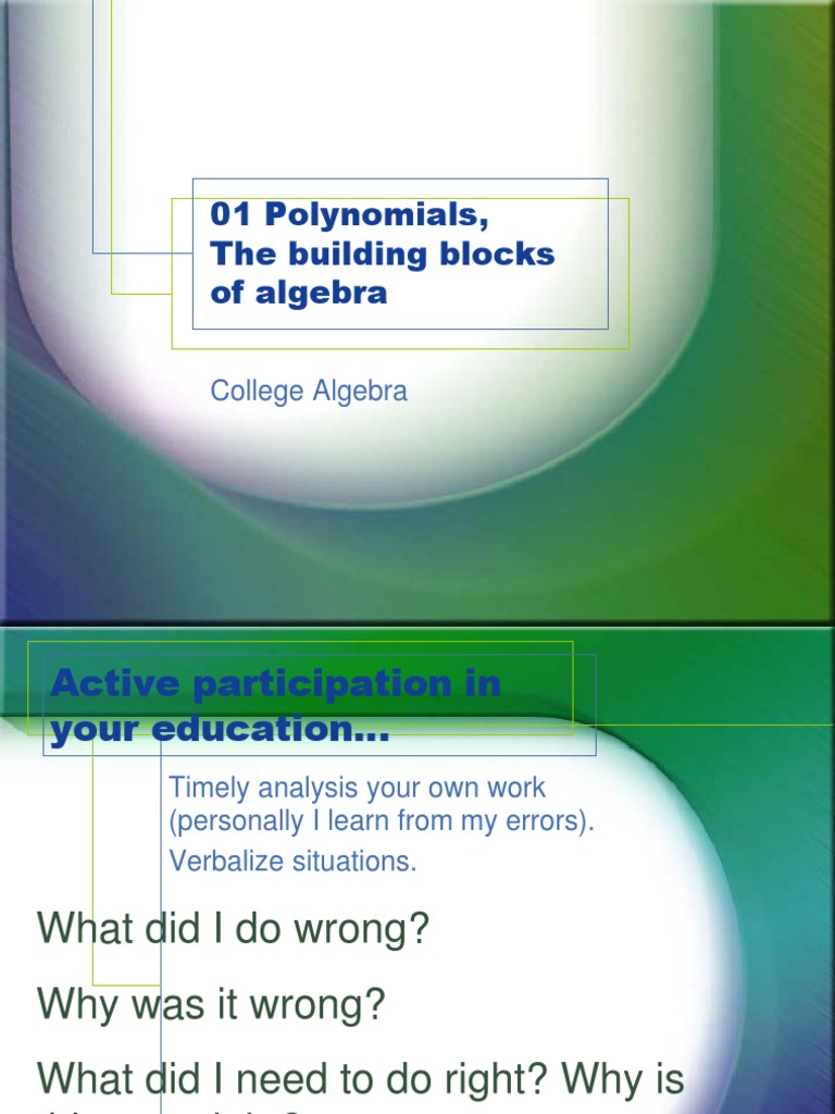 01 Polynomials, The Building Blocks of Algebra | Download Free PDF ...