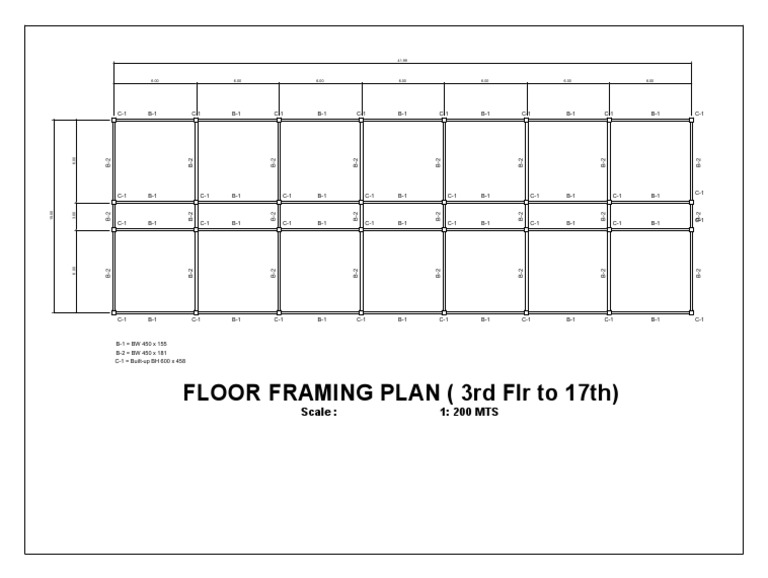 FLOOR FRAMING PLAN (3rd FLR To 17th) : Scale: 1: 200 MTS | PDF