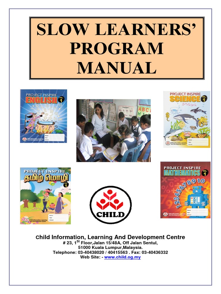 Slow Learners' Program Manual Manualprescho OL Parent Manual | PDF ...