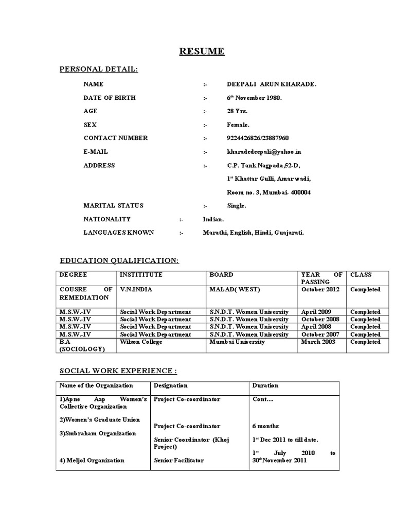 Deepali CV | PDF | Violence | Domestic Violence