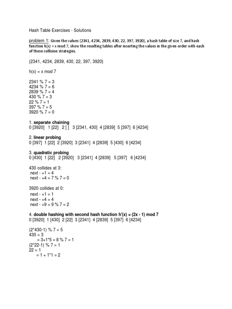 Hash Solution | PDF | Algorithms And Data Structures | Applied Mathematics