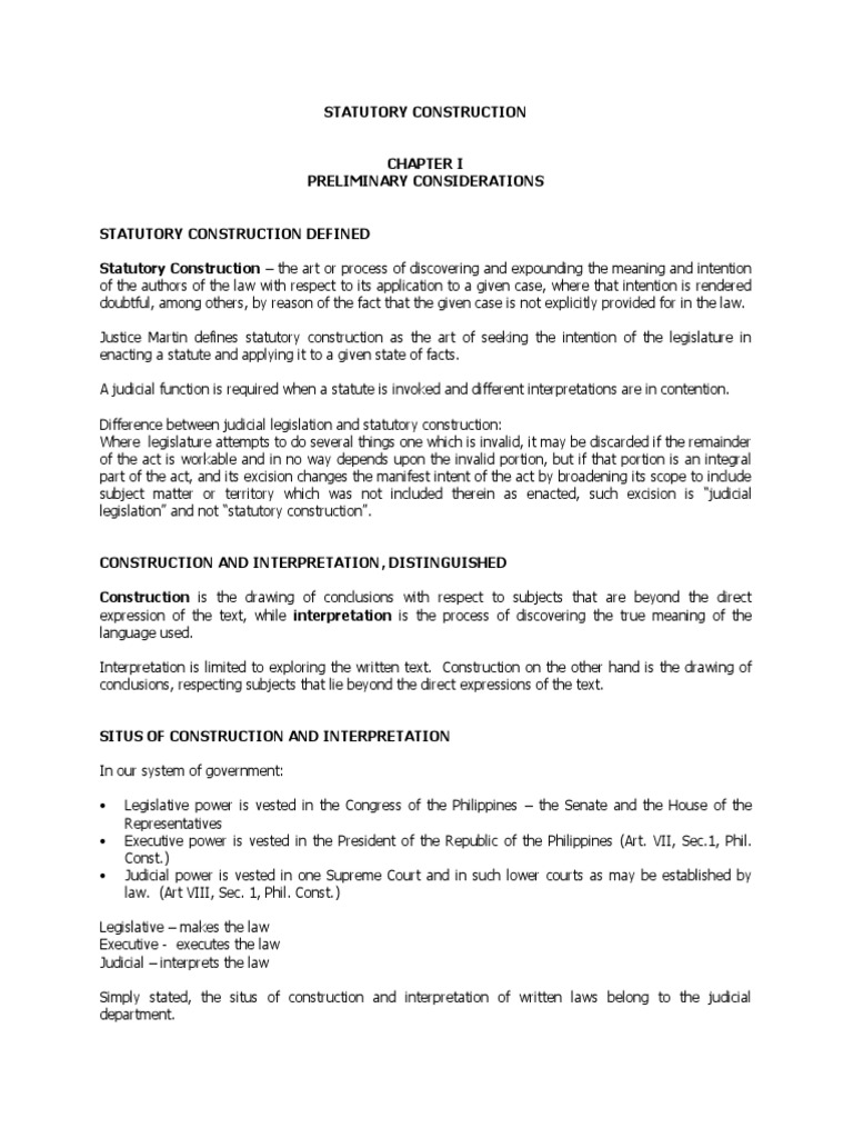 Statutory Construction: Agpalo Chapter ! | Statutory Interpretation ...