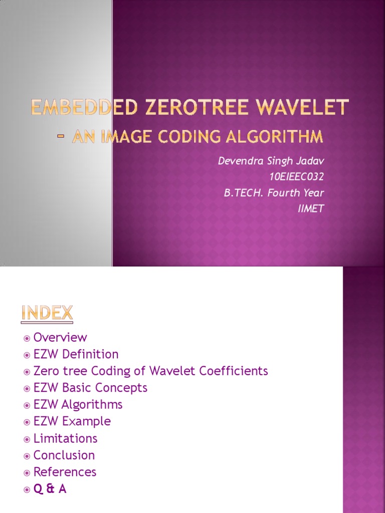 Embedded Zero Tree Wavelet Coding Pdf Data Compression Wavelet