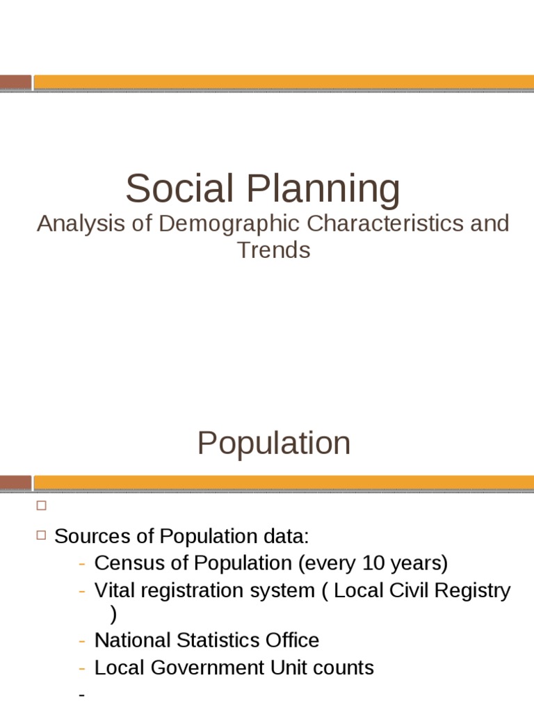 Social Planning: Analysis of Demographic Characteristics and Trends | PDF